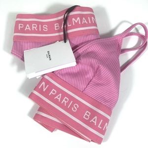 Balmain | Swim | Nwt Balmain Paris Pink Logo Band Ribbed Two Piece ...